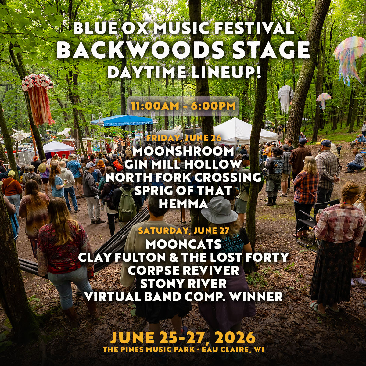 Daytime Backwoods Stage Lineup - Blue Ox Music Festival
