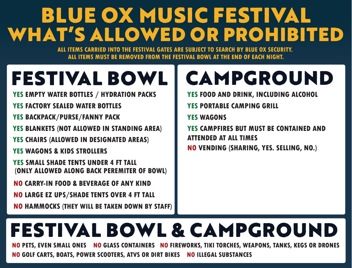 Know Before You GO! - Blue Ox Music Festival